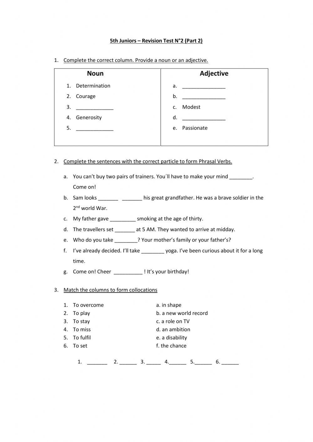 Revision Test 2 379914 | ailinfi | Live Worksheets
