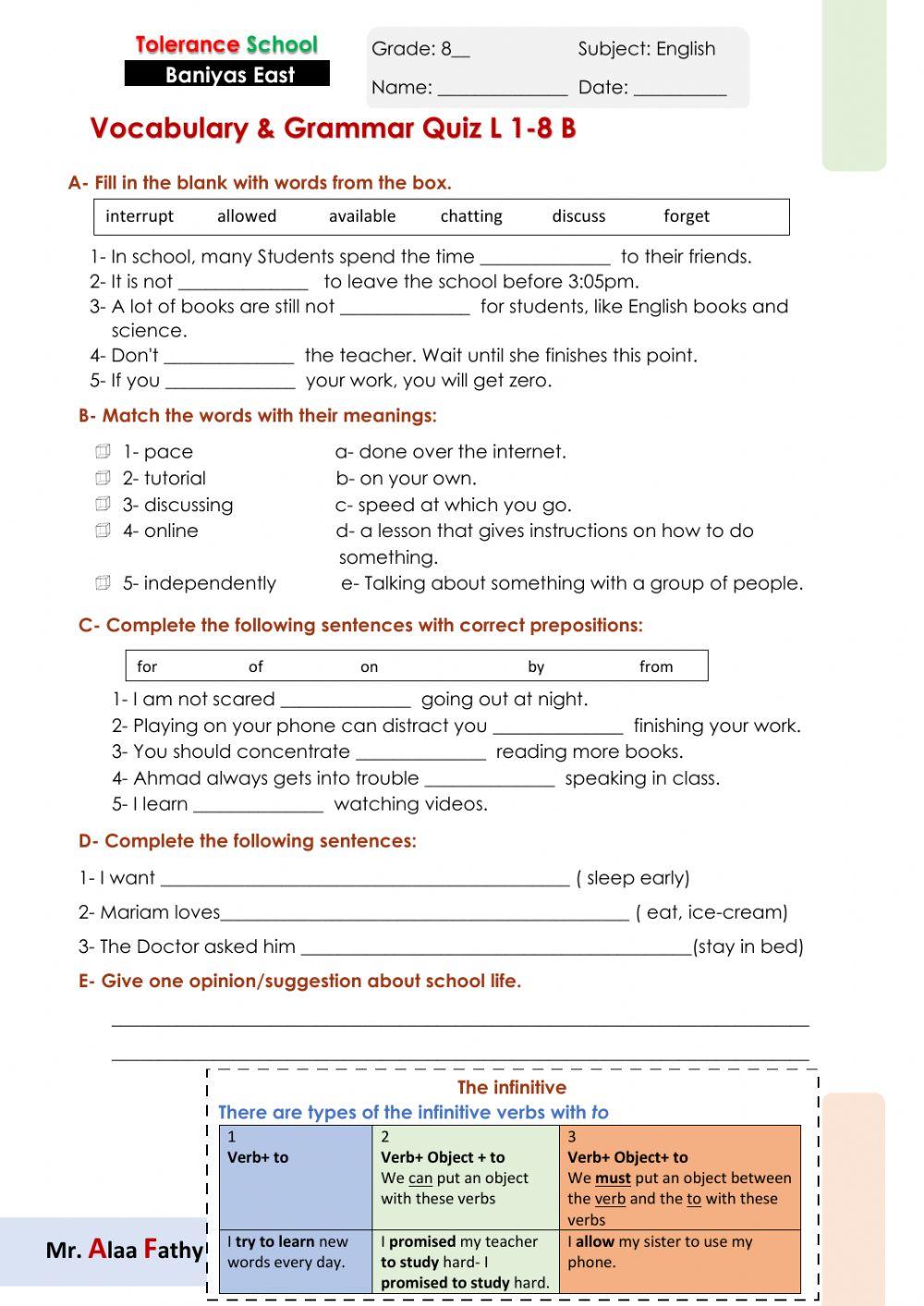 G8 u1 worksheet | Live Worksheets