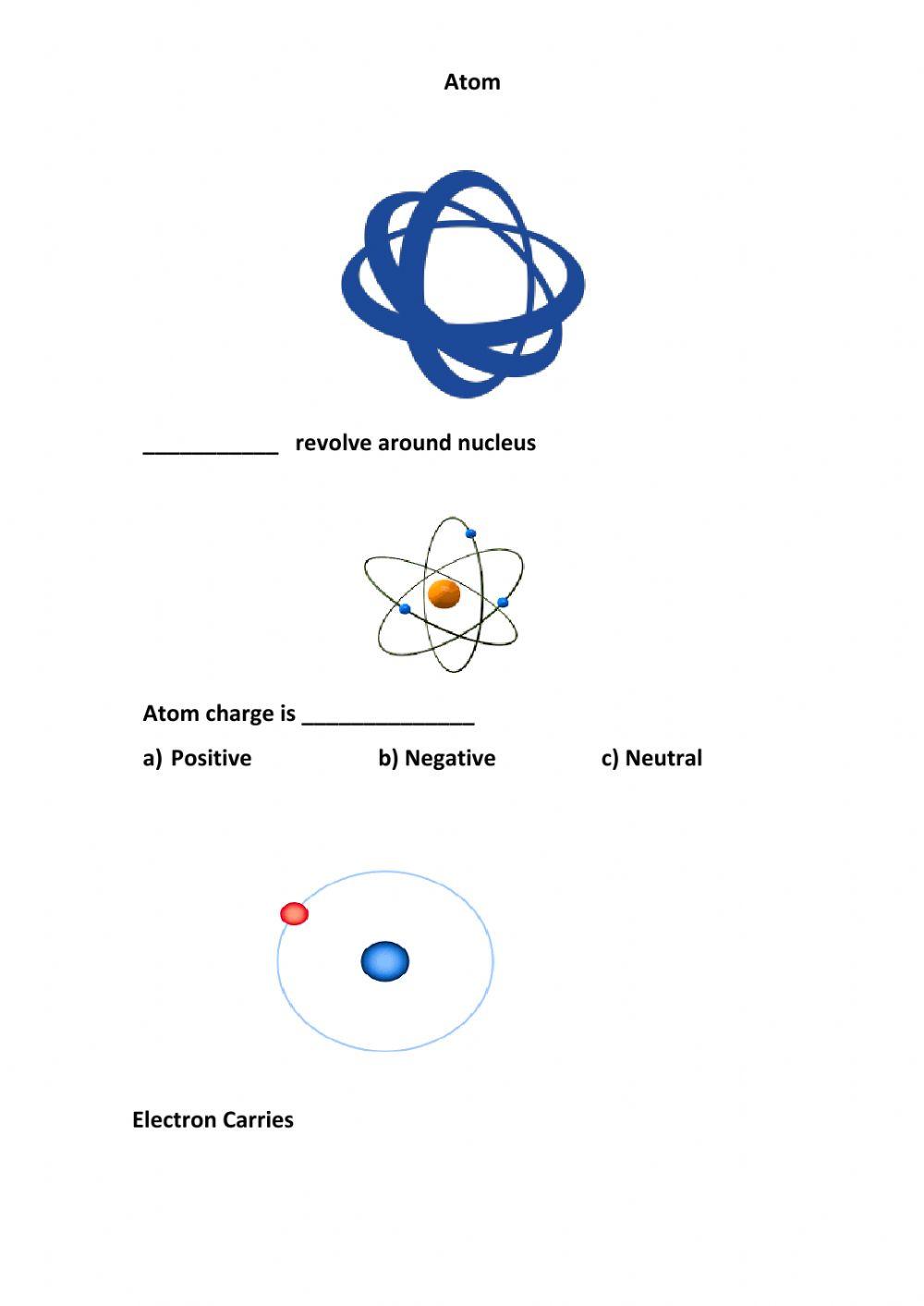 Atom exercise | Live Worksheets