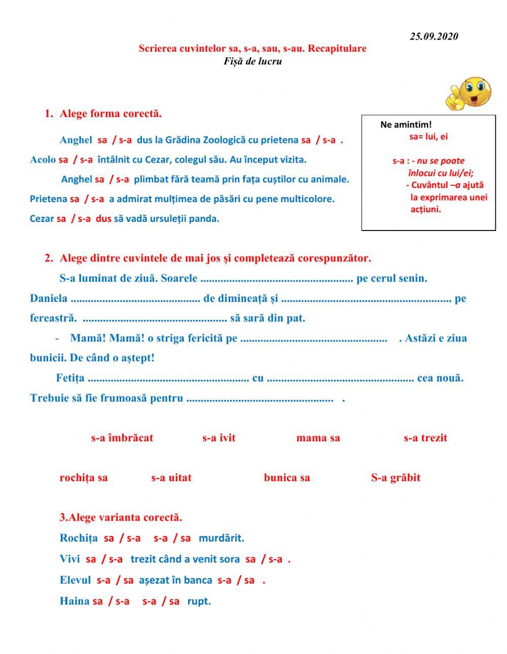 Recapitulare interactive worksheet for Clasa a 3 -a | Live Worksheets
