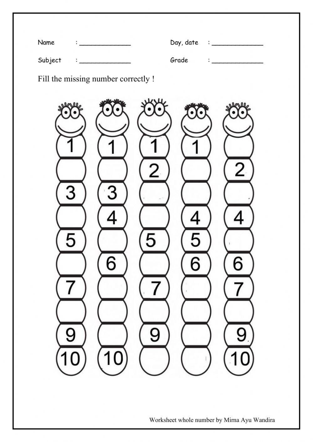 Whole Number interactive worksheet | Live Worksheets