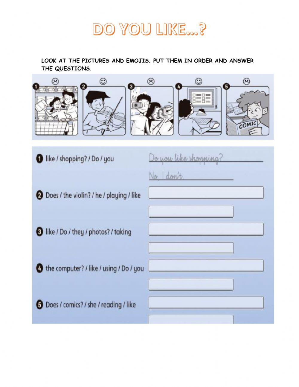 Do you like ...? interactive worksheet | Live Worksheets