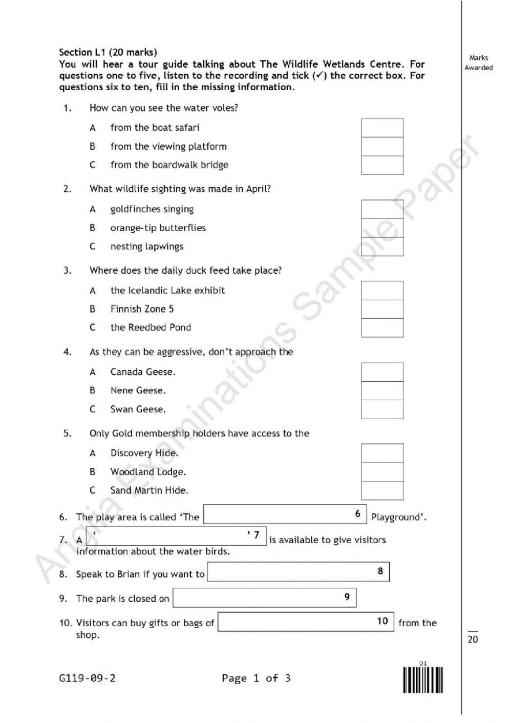 9 Proficiency - Anglia Listening Paper GG119 online exercise for | Live ...