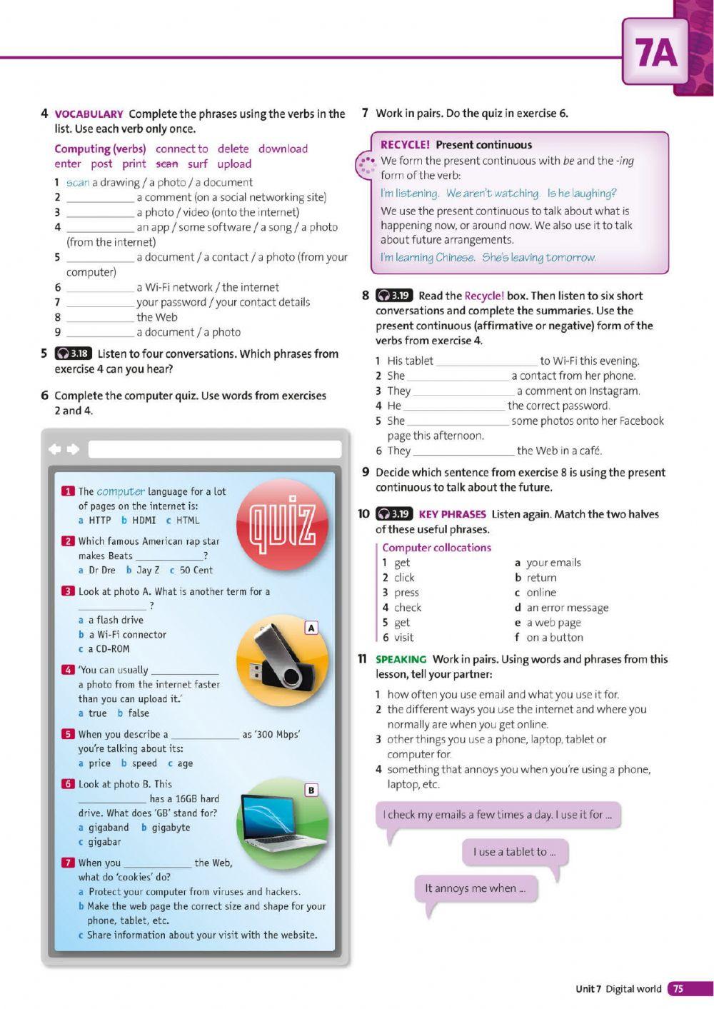 unit 7 grammar voc elementary online exercise for | Live Worksheets