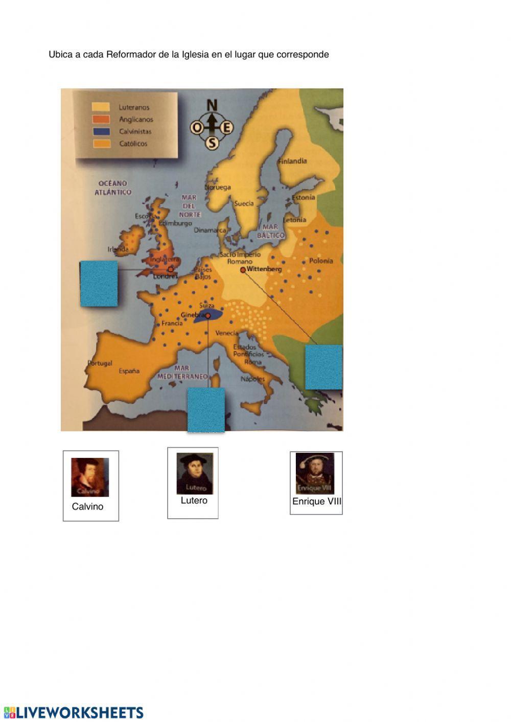 La reforma Protestante interactive worksheet | Live Worksheets