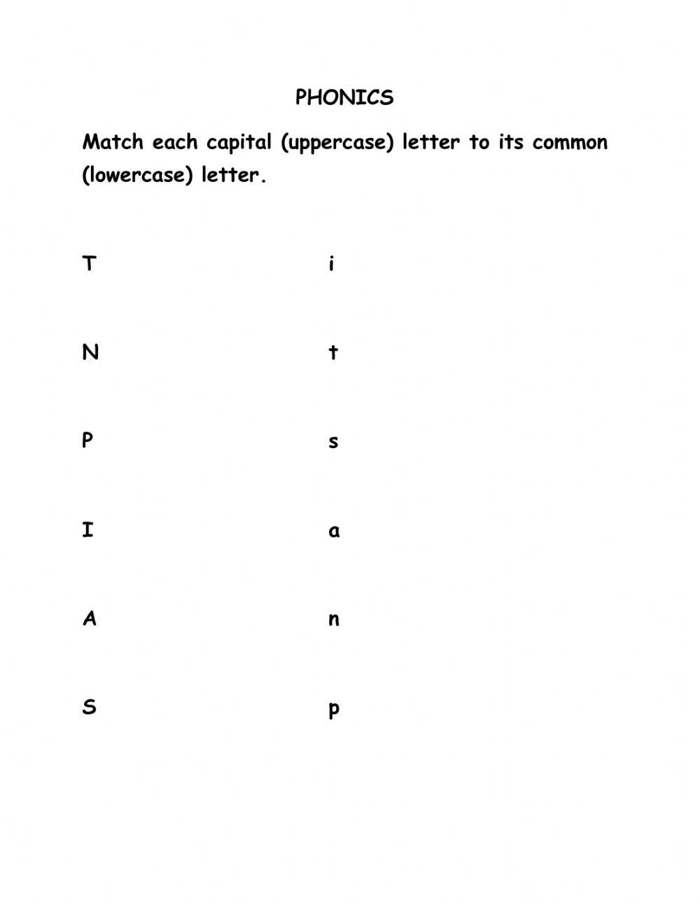 match capital and common letters satipn online exercise for | Live ...
