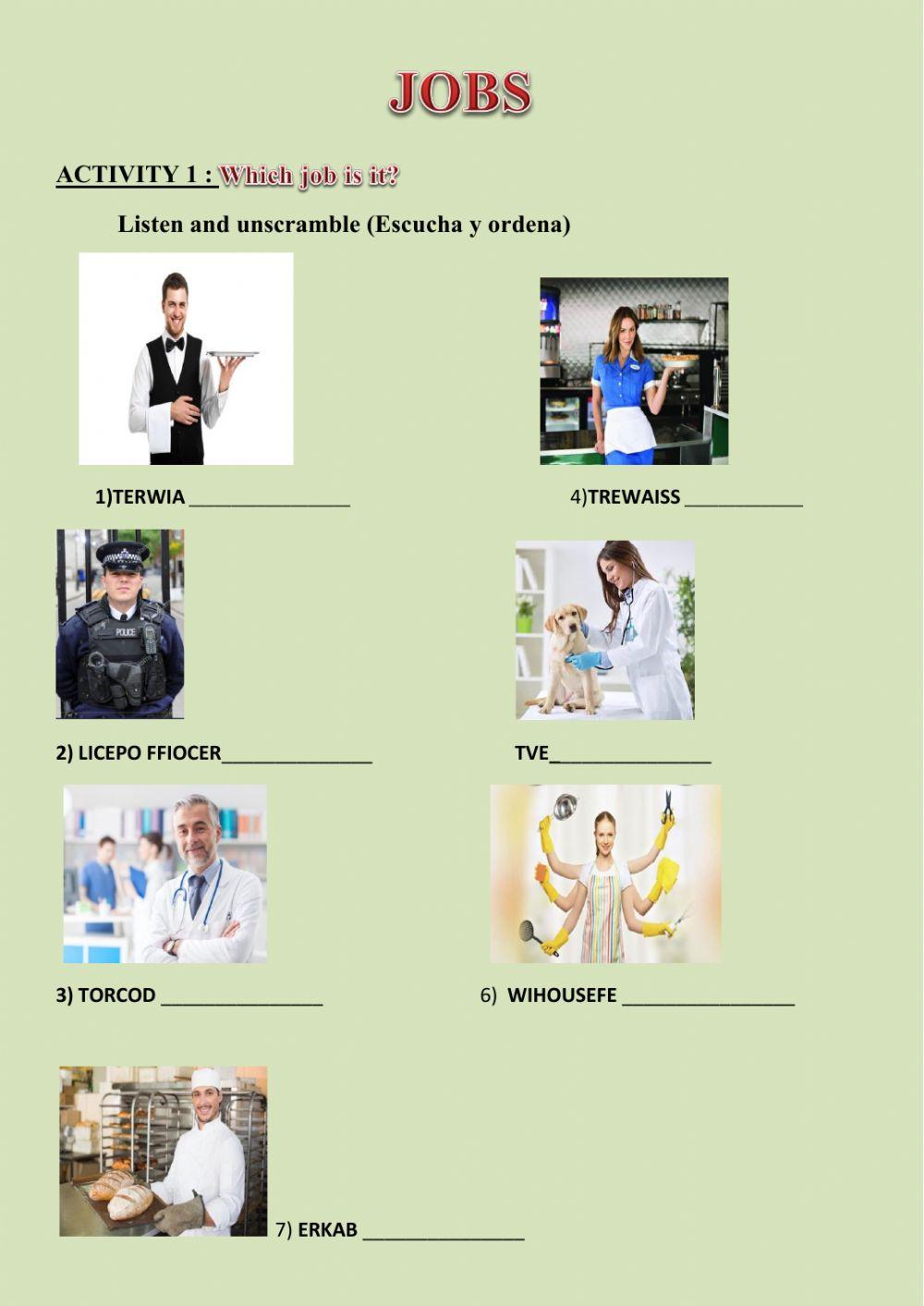 Jobs online exercise for beginner | Live Worksheets