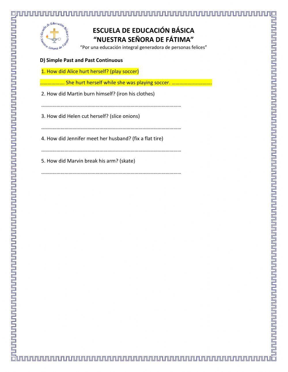 Test past simple and past continuous worksheet | Live Worksheets