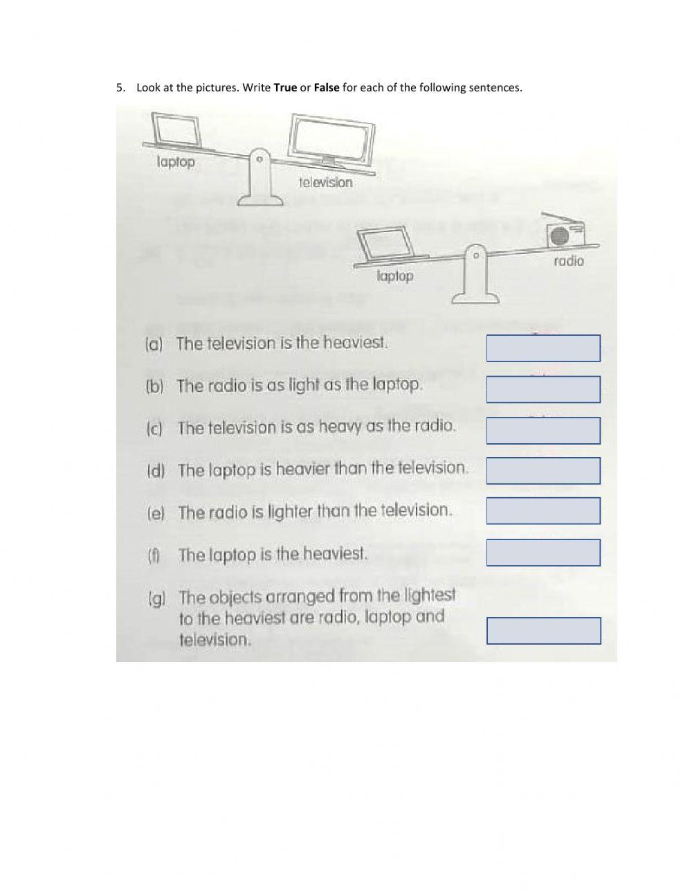 Heavy - Light worksheet | Live Worksheets