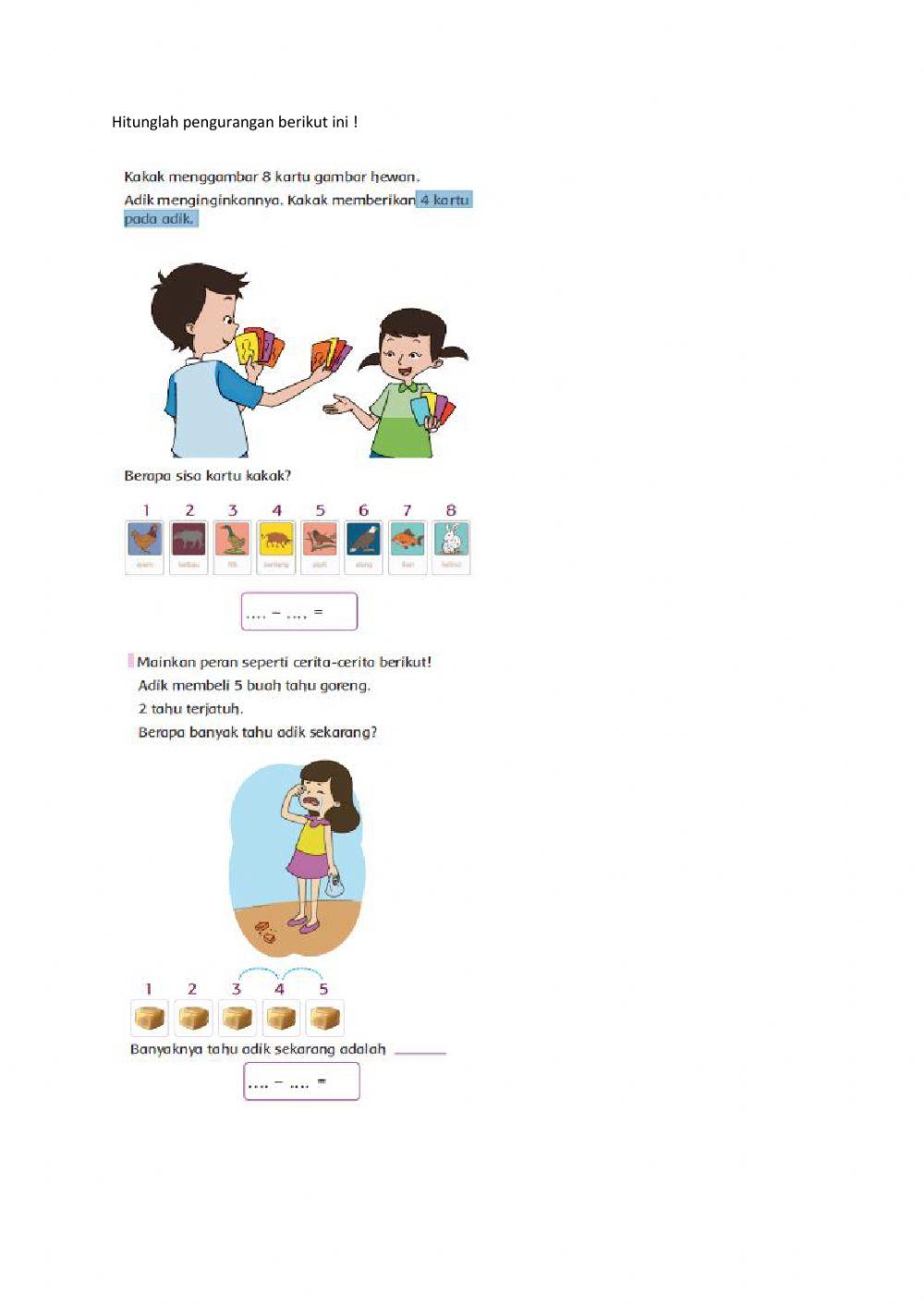 Pengurangan worksheet | Live Worksheets