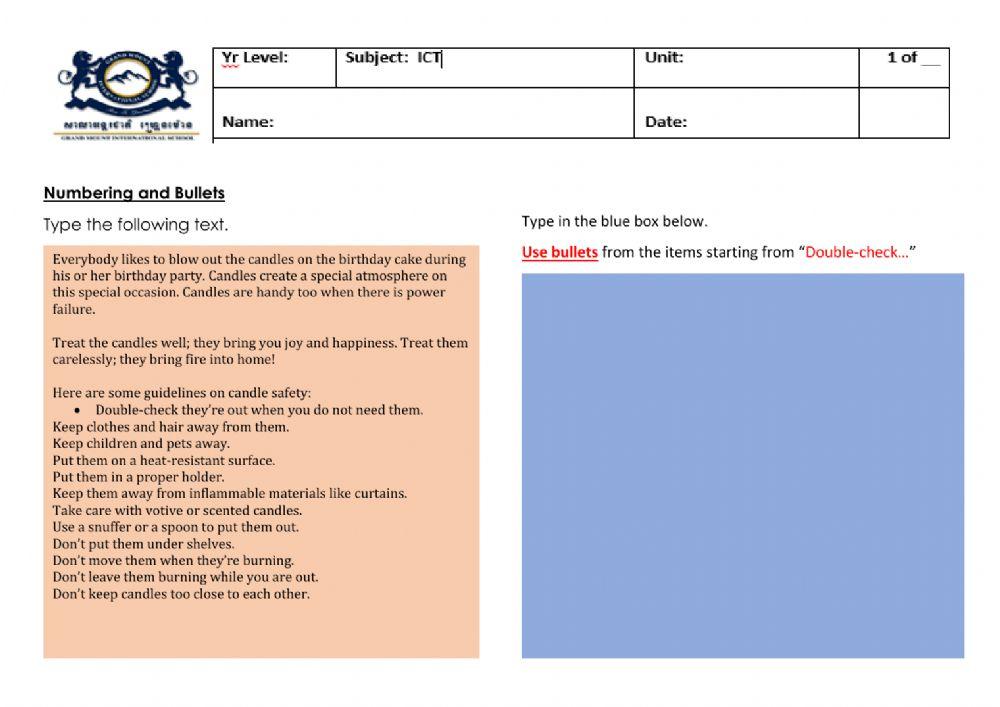 Numbering and B… | Free Interactive Worksheets | 382046