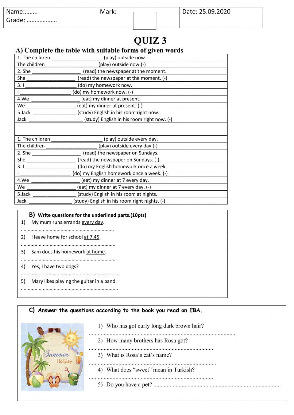 Quiz 3-2020 worksheet | Live Worksheets