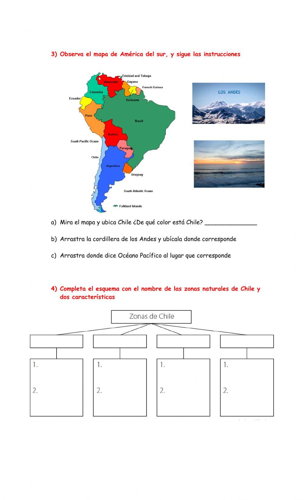 Chile en el mapa 382465 | 260490 | Live Worksheets