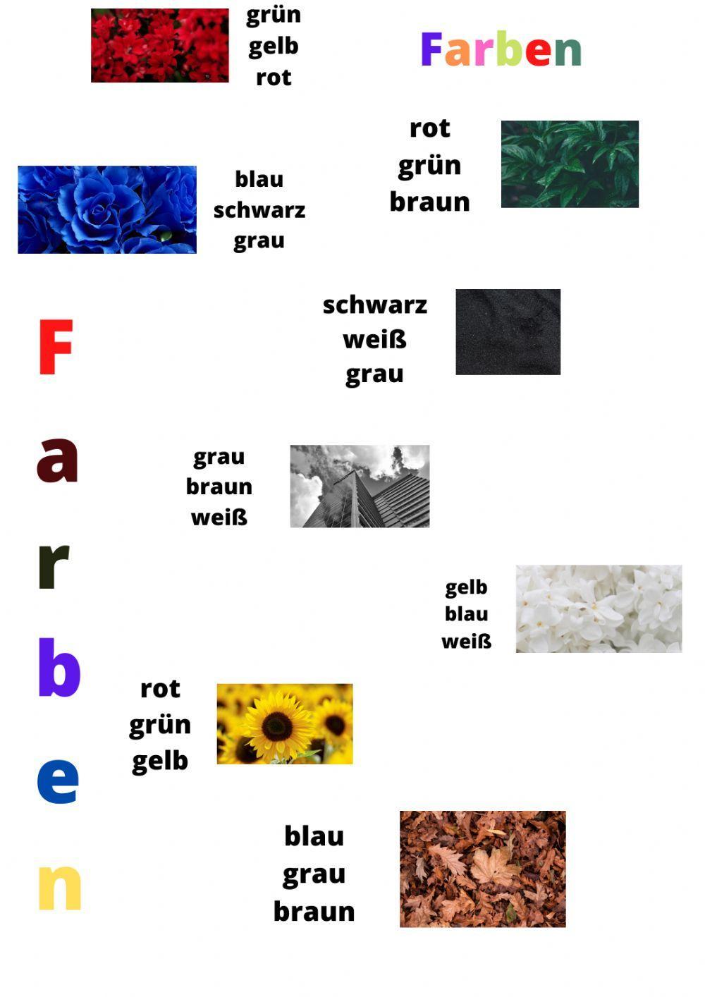 Farben exercise for Grade 1 | Live Worksheets