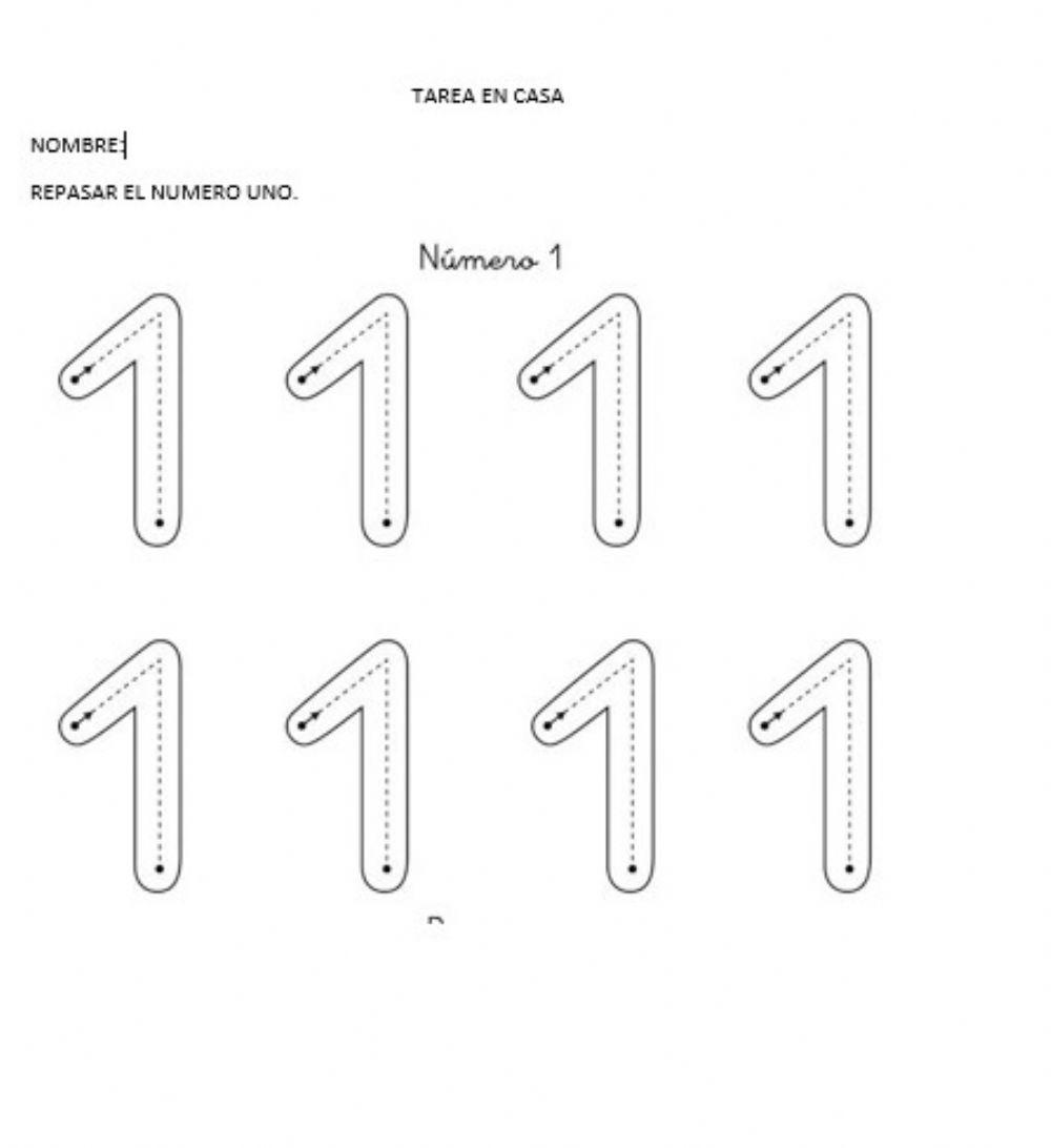 Número uno worksheet | Live Worksheets