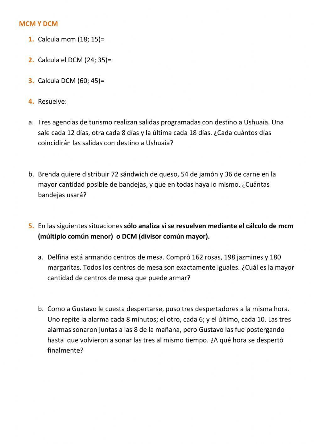 Mcm y DCM 383256 | carinascrochi | Live Worksheets