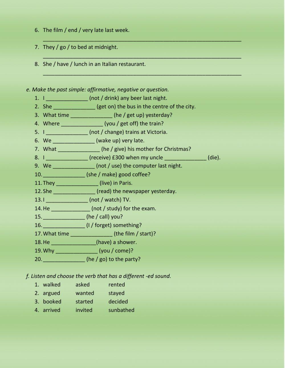 Simple past online exercise for 2 | Live Worksheets