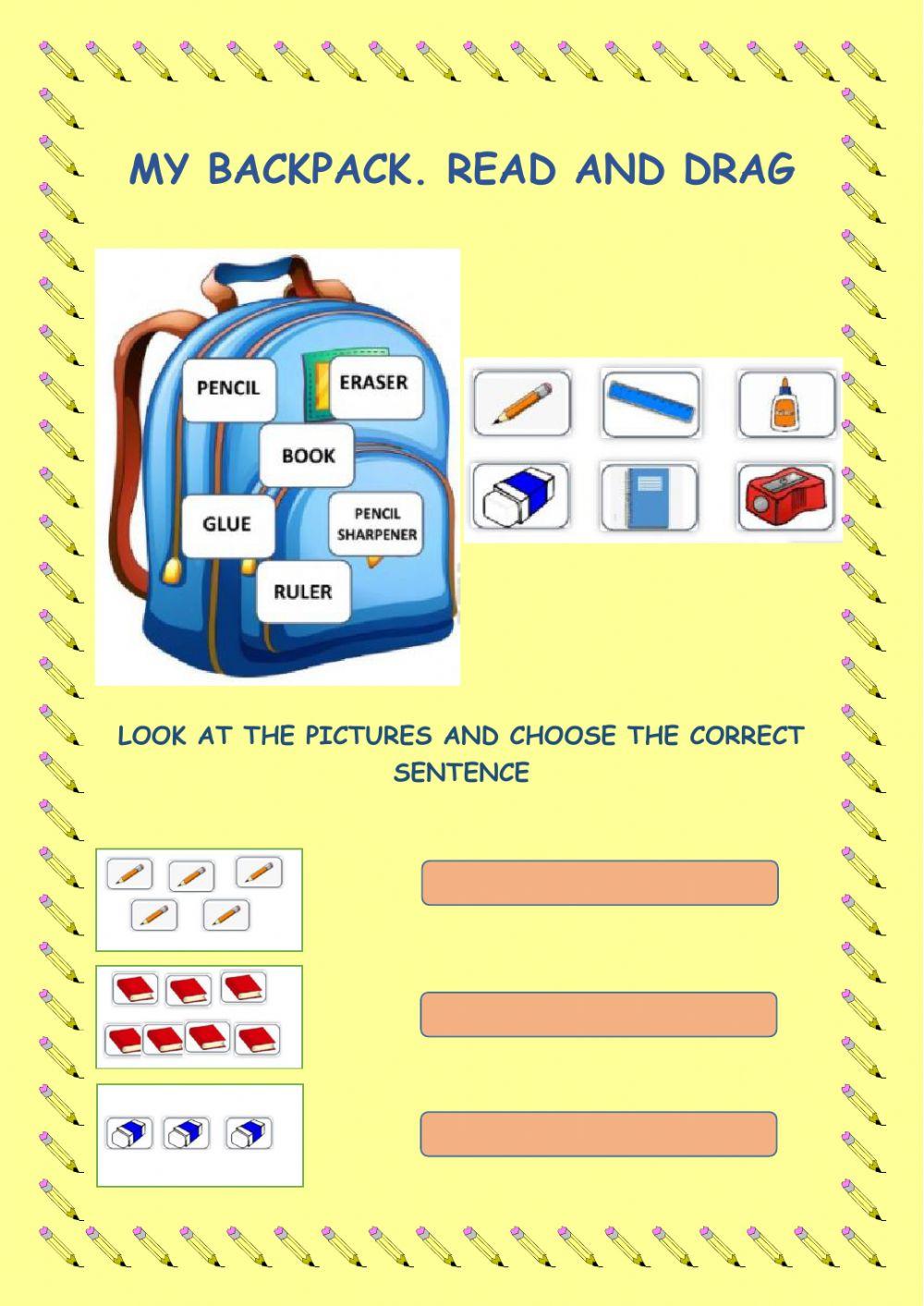 SCHOOL THINGS interactive exercise for grade 1 | Live Worksheets