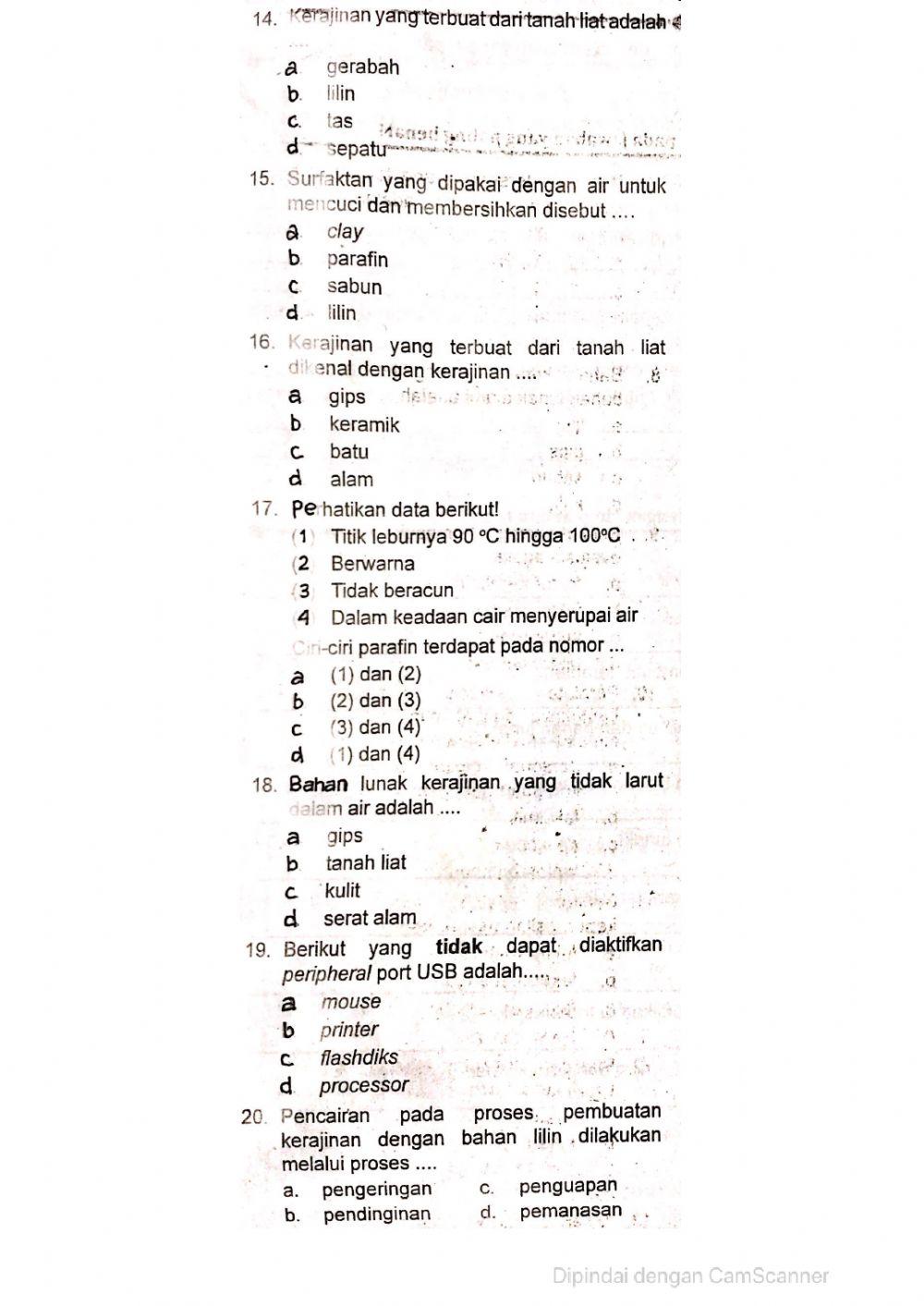 Pts kls 8 prakarya worksheet | Live Worksheets