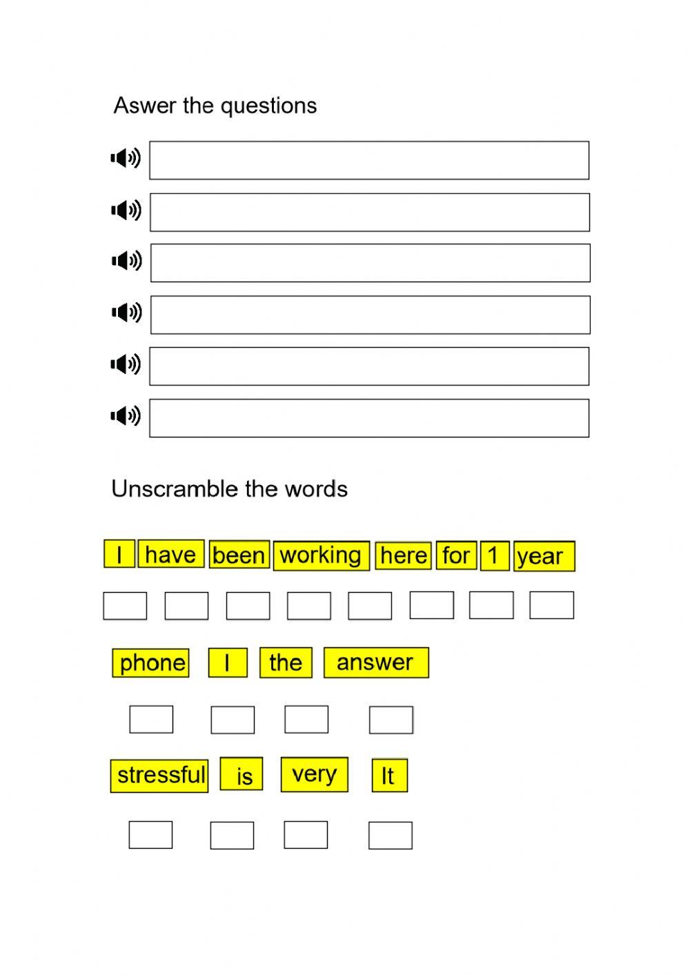 Job question worksheet | Live Worksheets