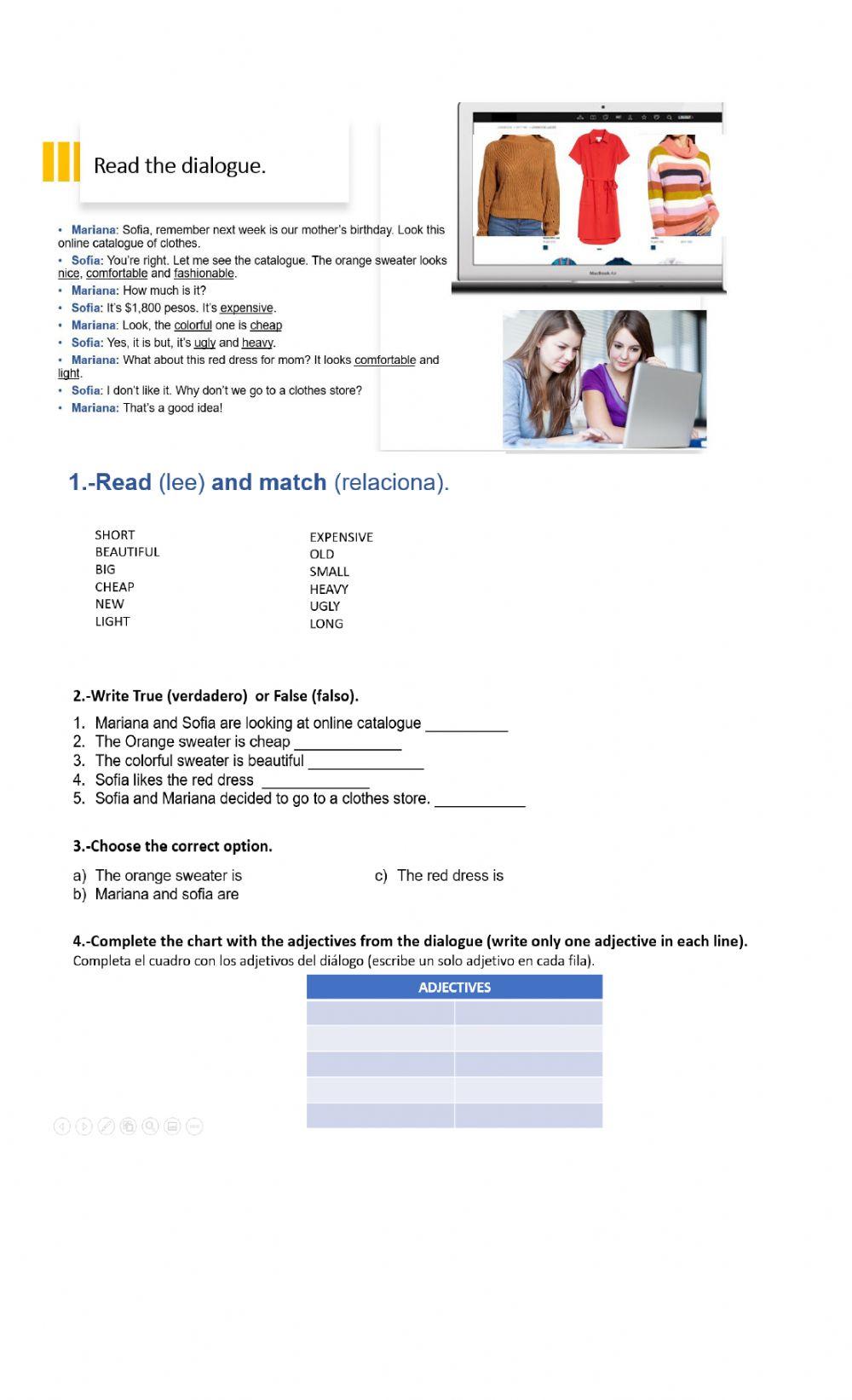 Adjectives dial… | Free Interactive Worksheets | 384467