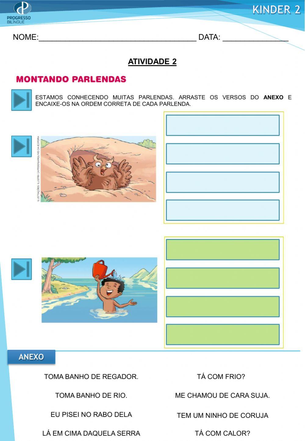 Kinder 2 - atividade 2 worksheet | Live Worksheets