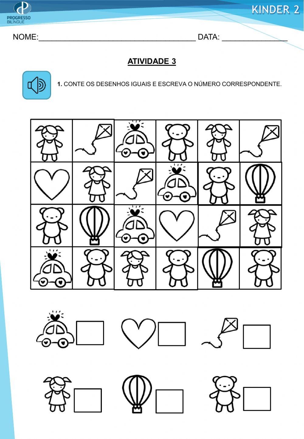 Kinder 2 - atividade 3 worksheet | Live Worksheets