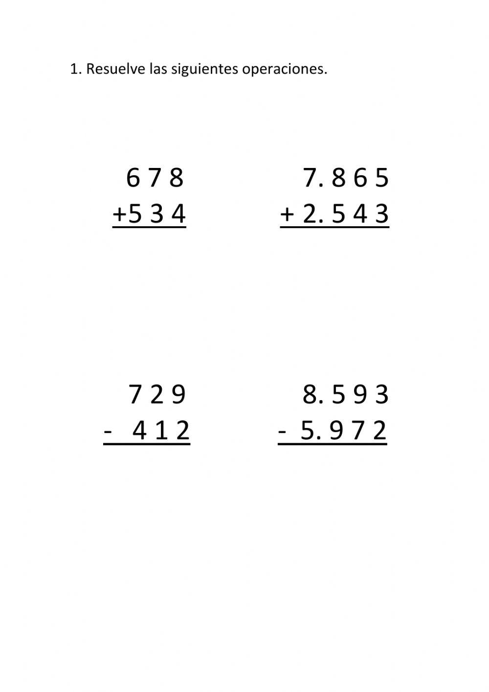 Operaciones básicas online pdf worksheet | Live Worksheets Operaciones básicas online pdf worksheet | Live Worksheets