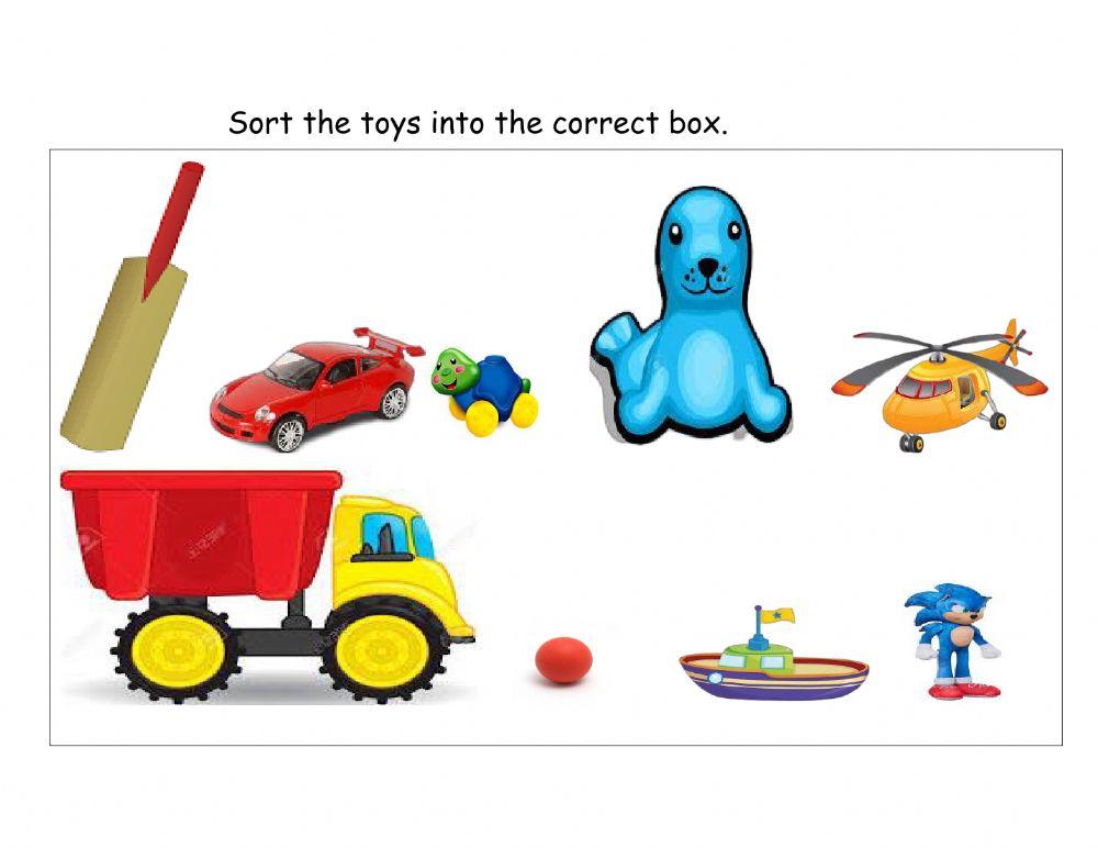 Sorting toys according to size with the sound s online exercise for ...