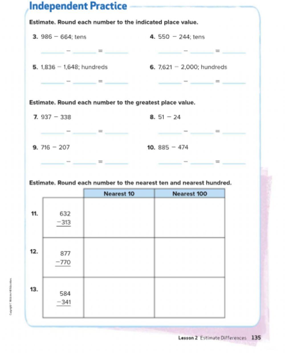 Estimate to Subtract worksheet | Live Worksheets