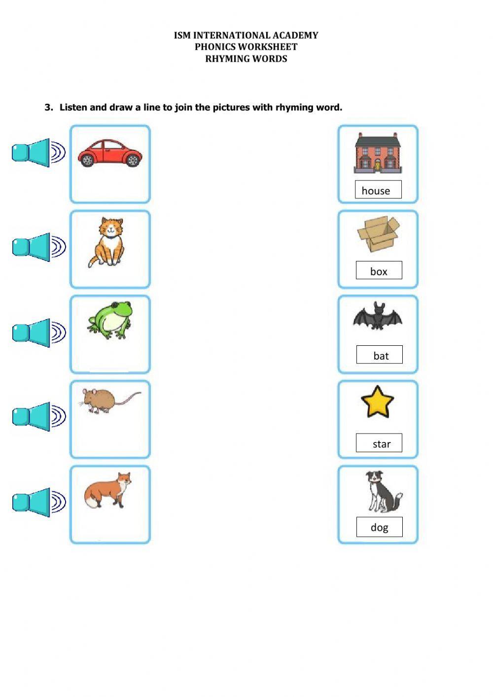 Rhyming words | Free Interactive Worksheets | 380264