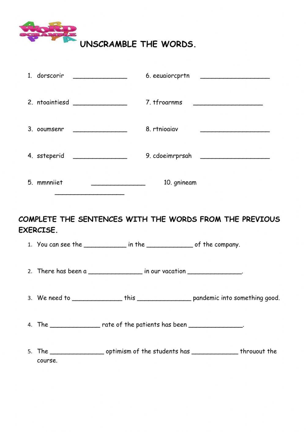 Word scramble activity | Live Worksheets