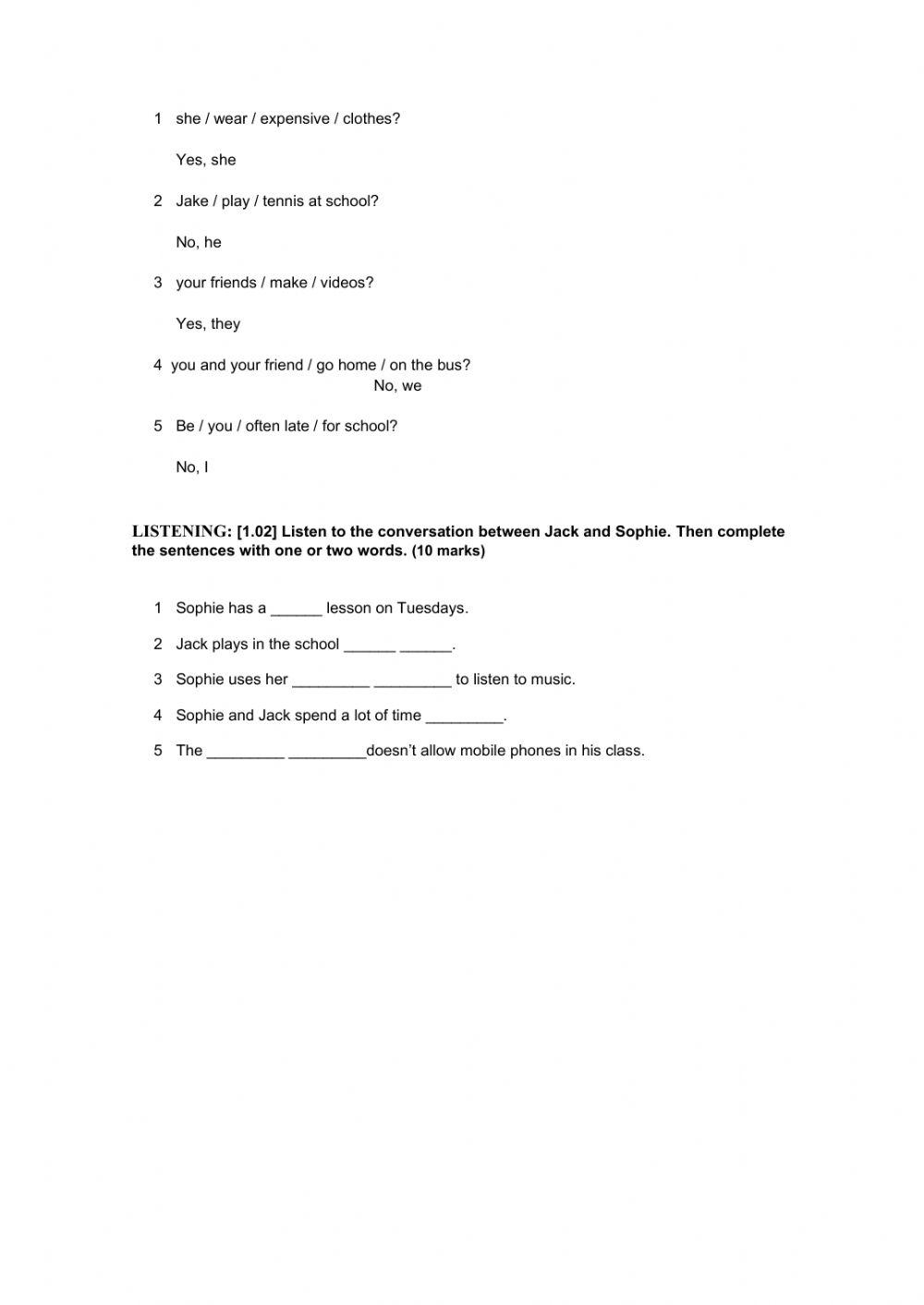 Unit 1 final activity worksheet | Live Worksheets