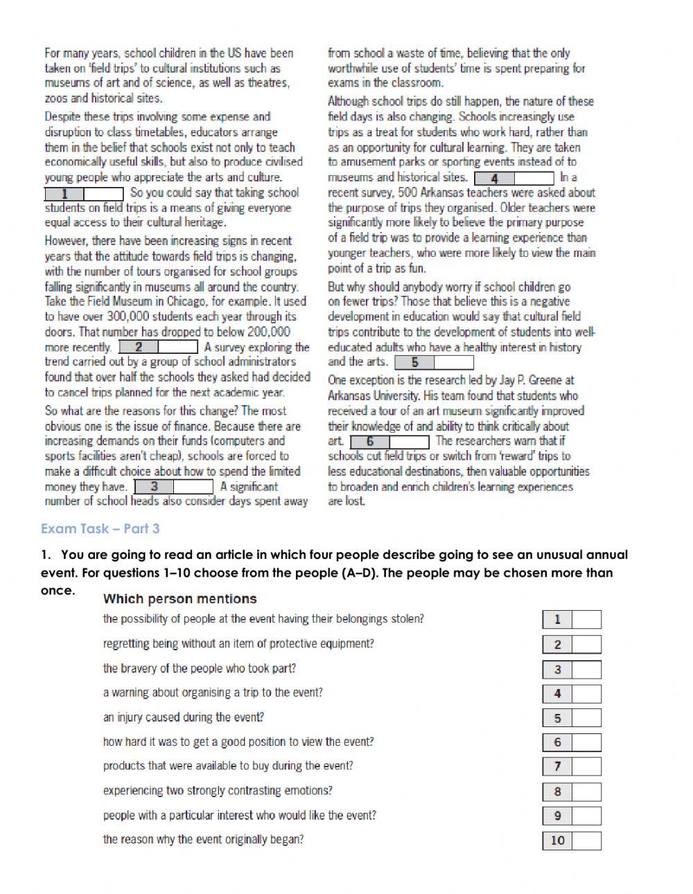 READING PARTS 5, 6 -7-FCE 6078261 | brendajuncos