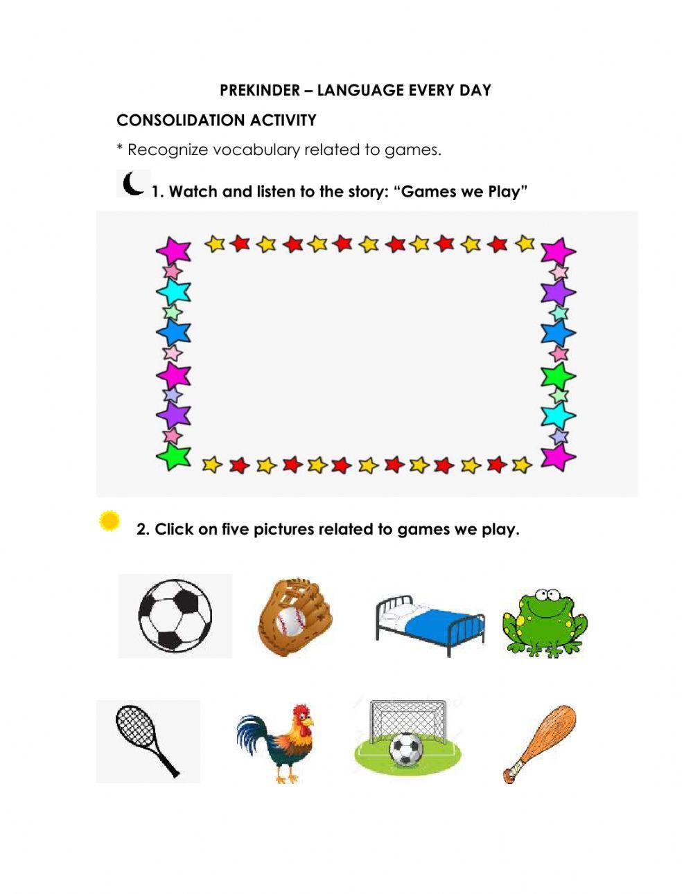 Games we Play interactive worksheet | Live Worksheets