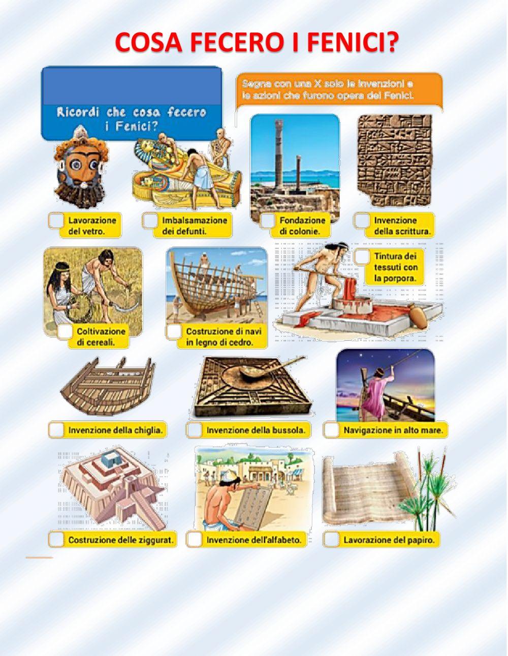Invenzioni dei Fenici worksheet | Live Worksheets