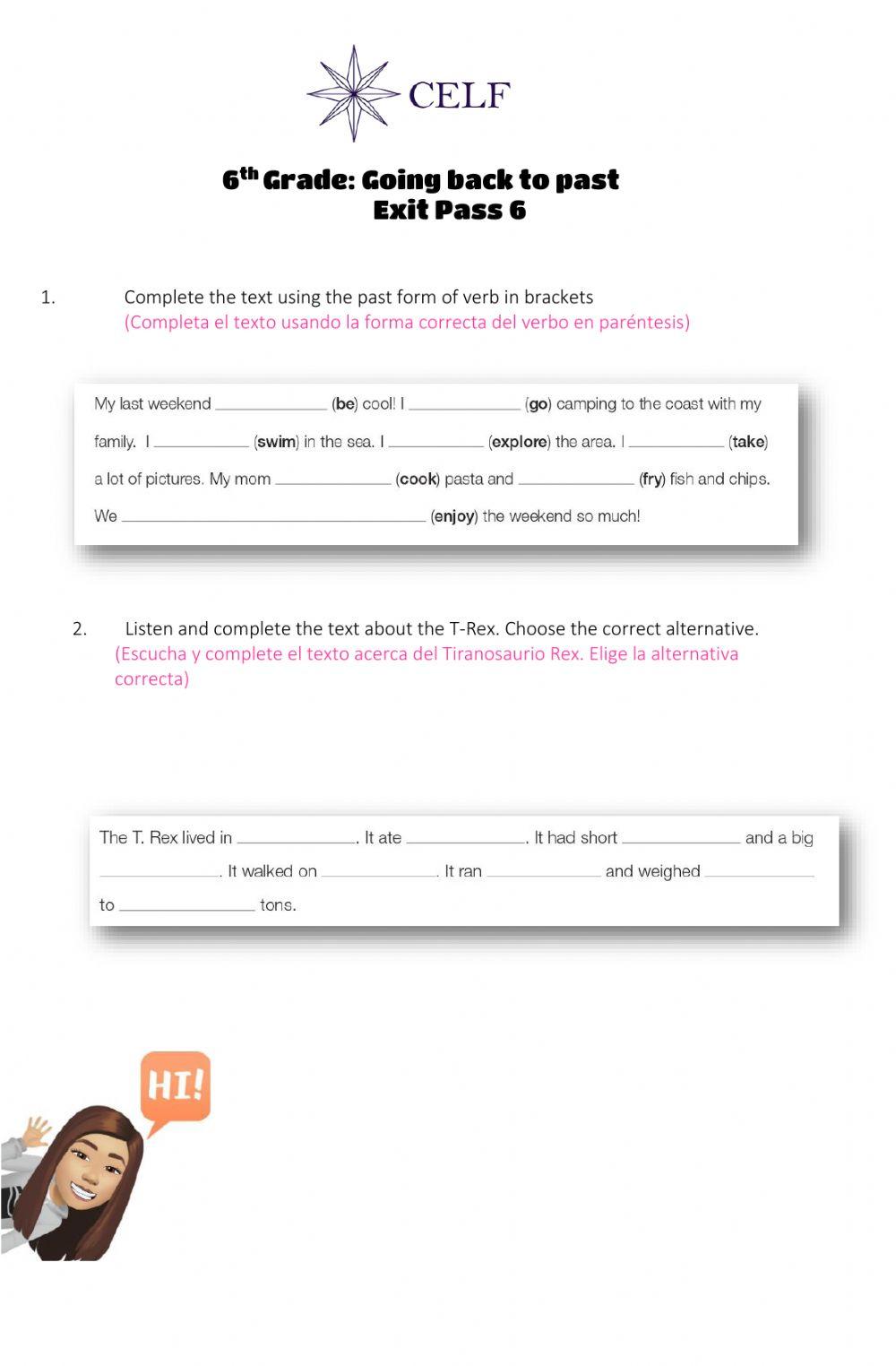 Exit pass 6 worksheet | Live Worksheets