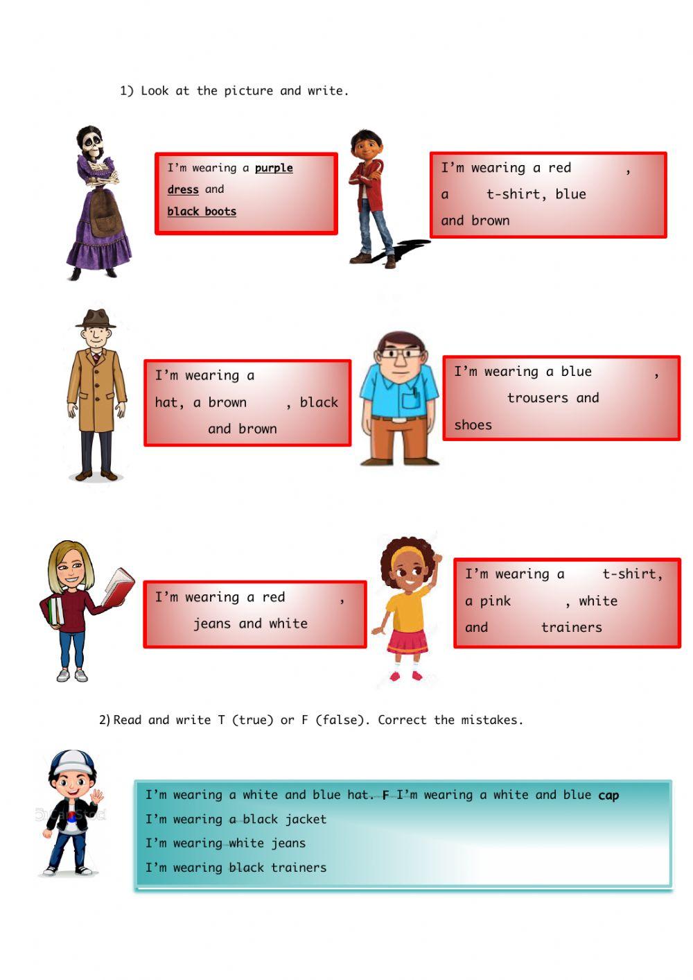 Clothes-I'm wearing worksheet | Live Worksheets