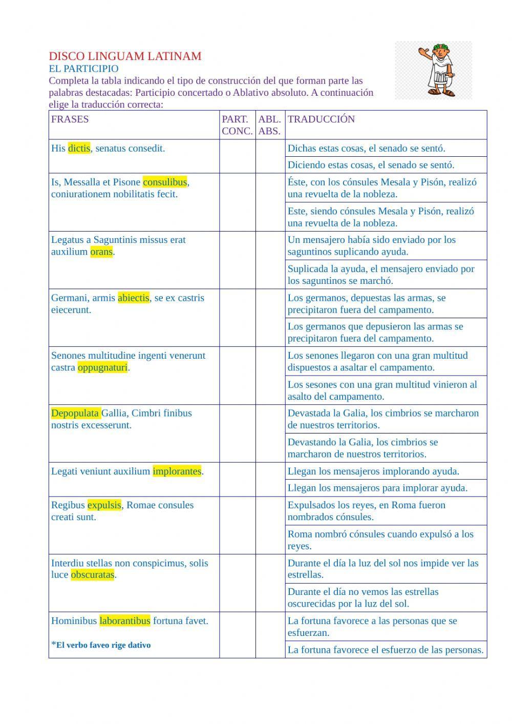 Participio lati… | Free Interactive Worksheets | 387978