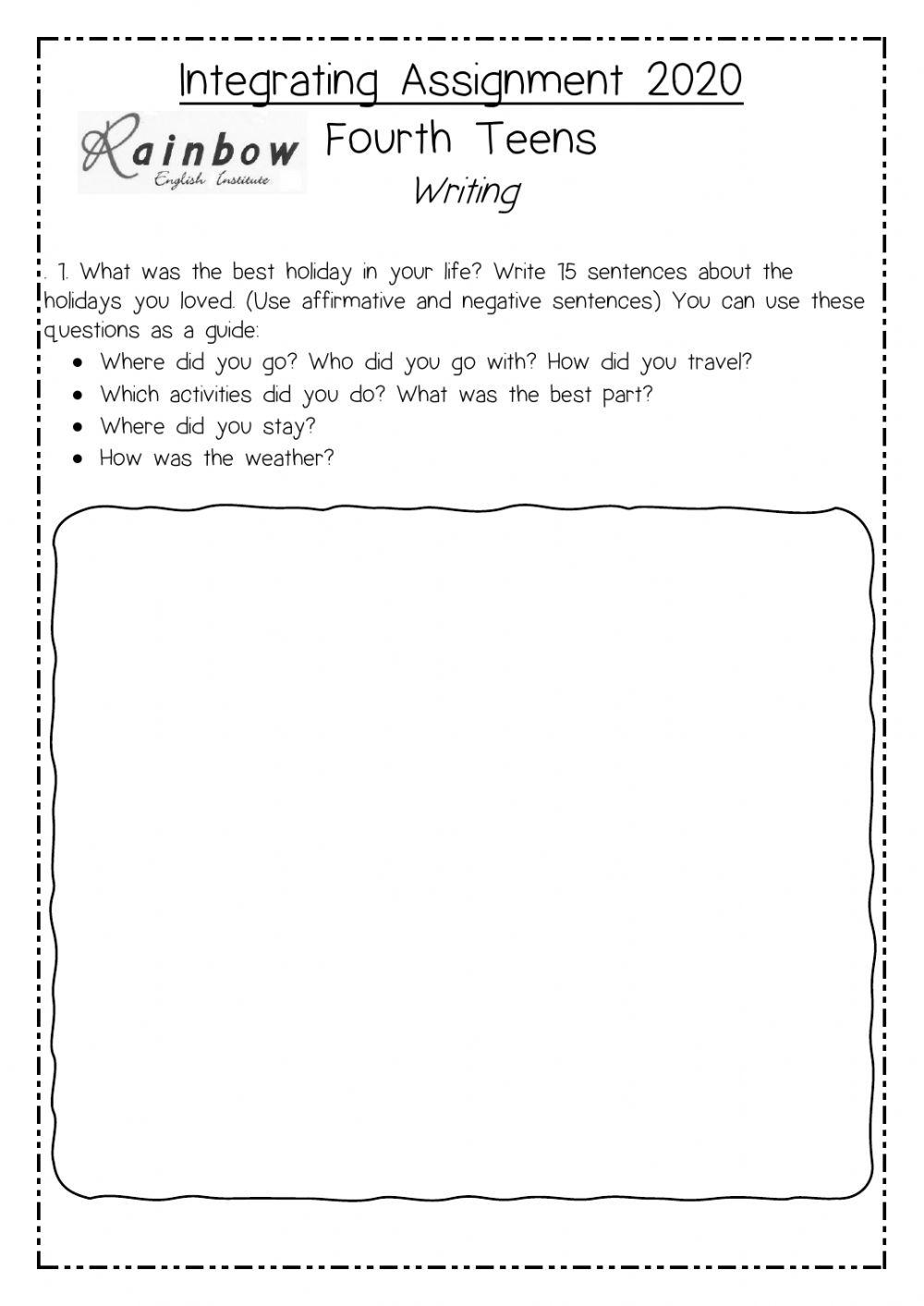 Writing 4th teens worksheet | Live Worksheets
