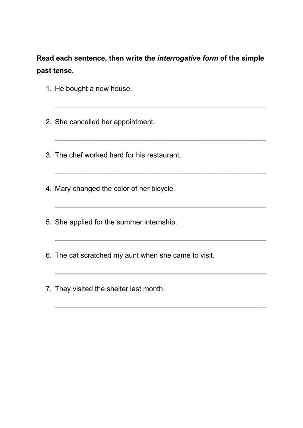 Pasado Simple exercise for CCL | Live Worksheets