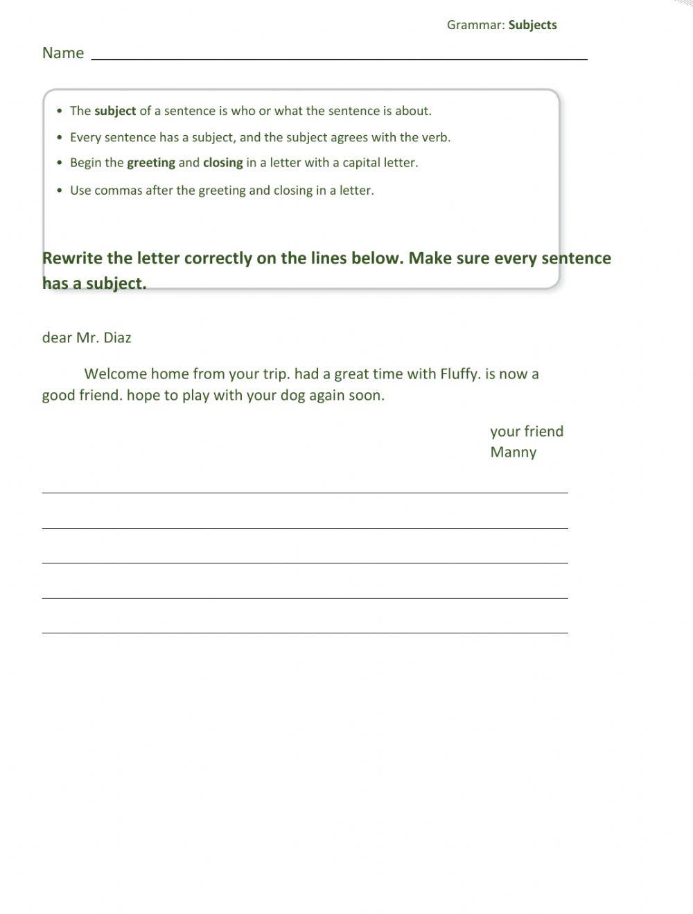 Friendly Letter online exercise | Live Worksheets