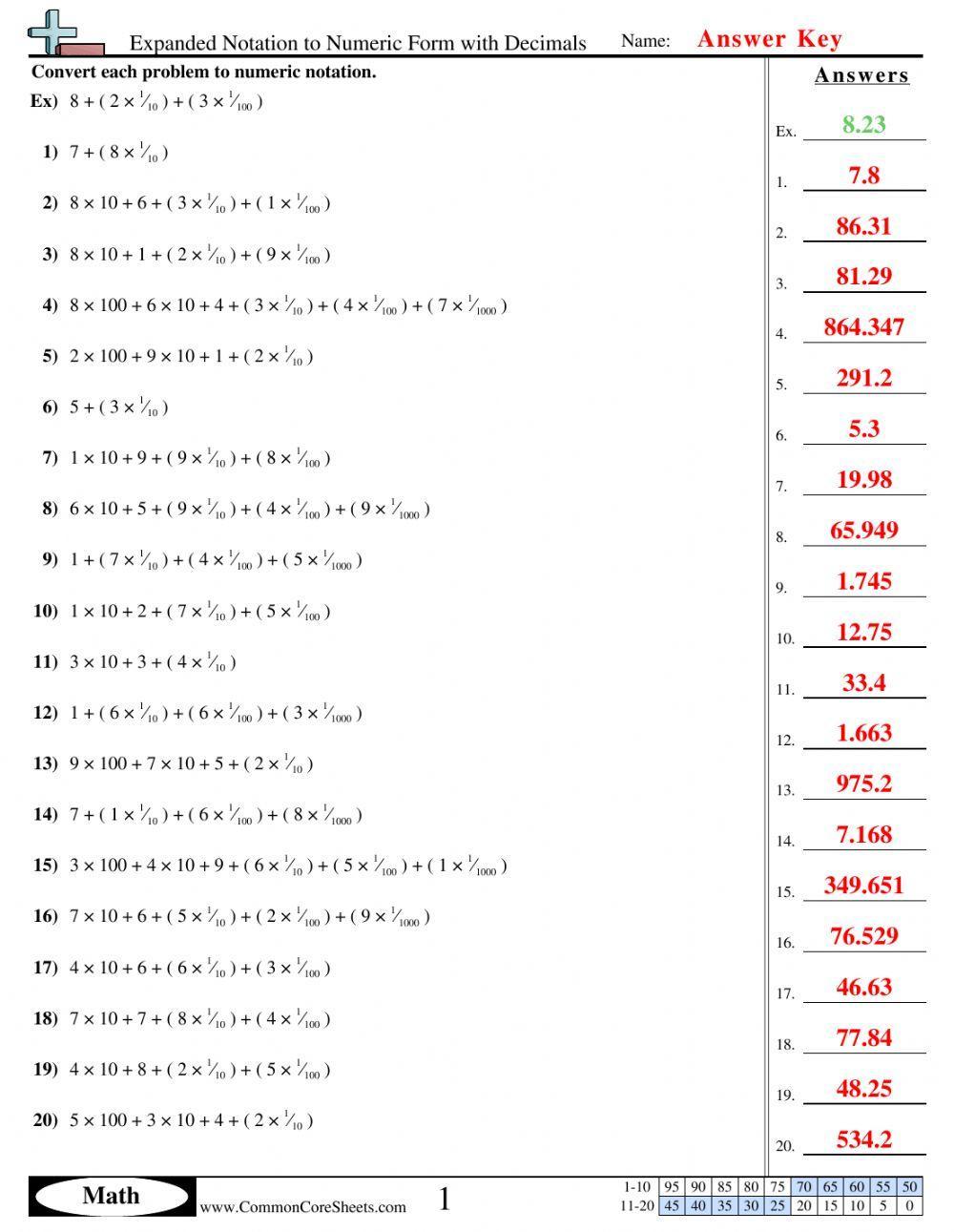5.nbt.a.3 worksheet | Live Worksheets