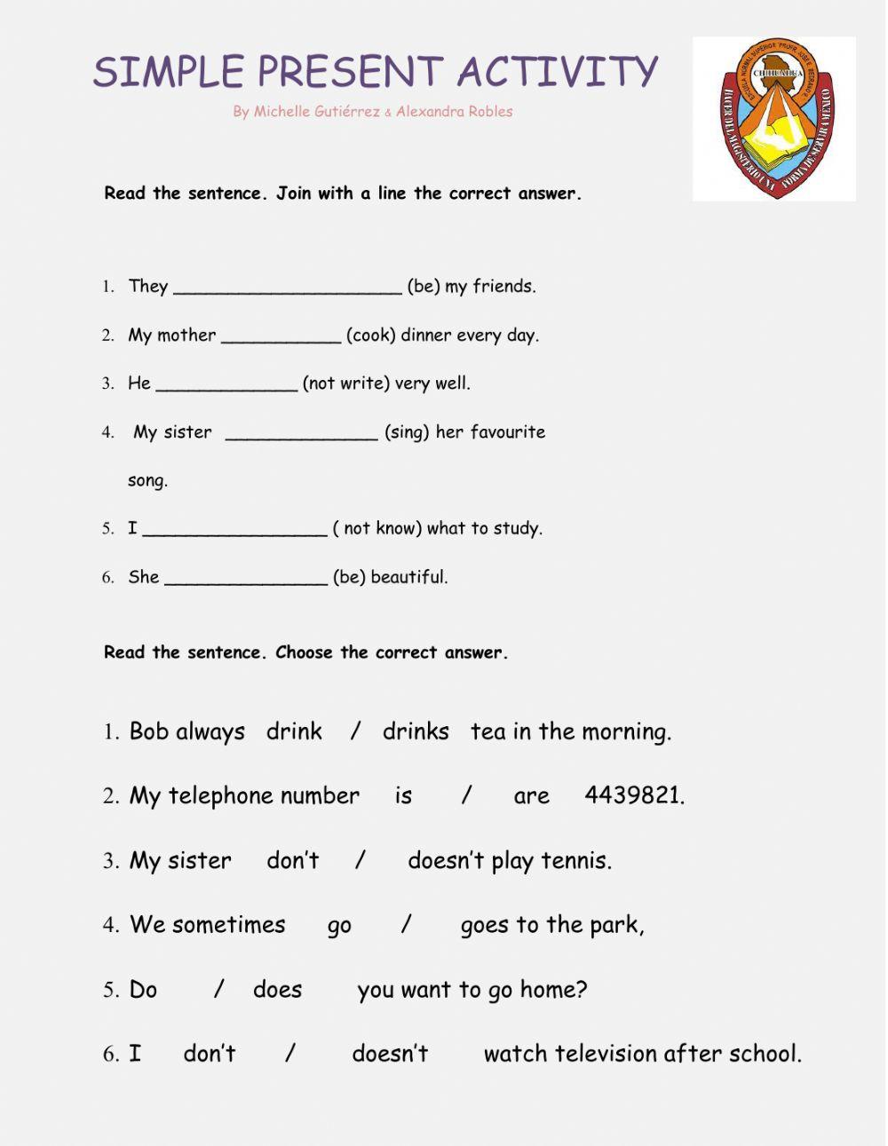 Simple present test | Live Worksheets