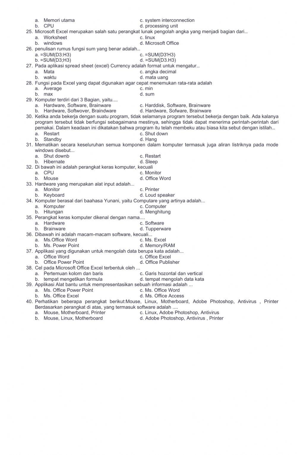 Uts tik kelas 9 worksheet | Live Worksheets