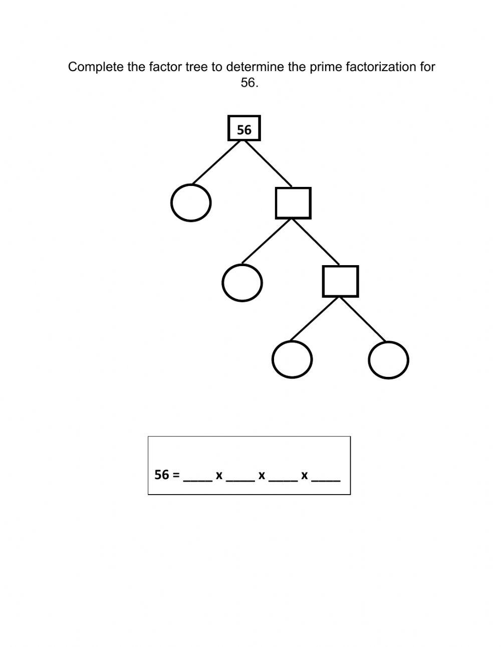Prime factorize worksheet | Live Worksheets