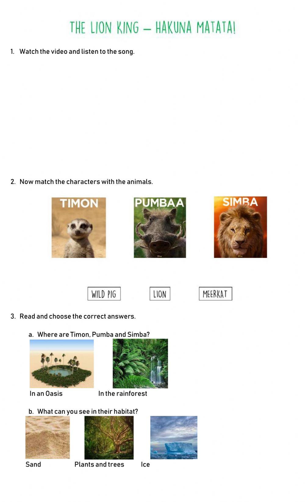 HAKUNA MATATA online exercise for | Live Worksheets