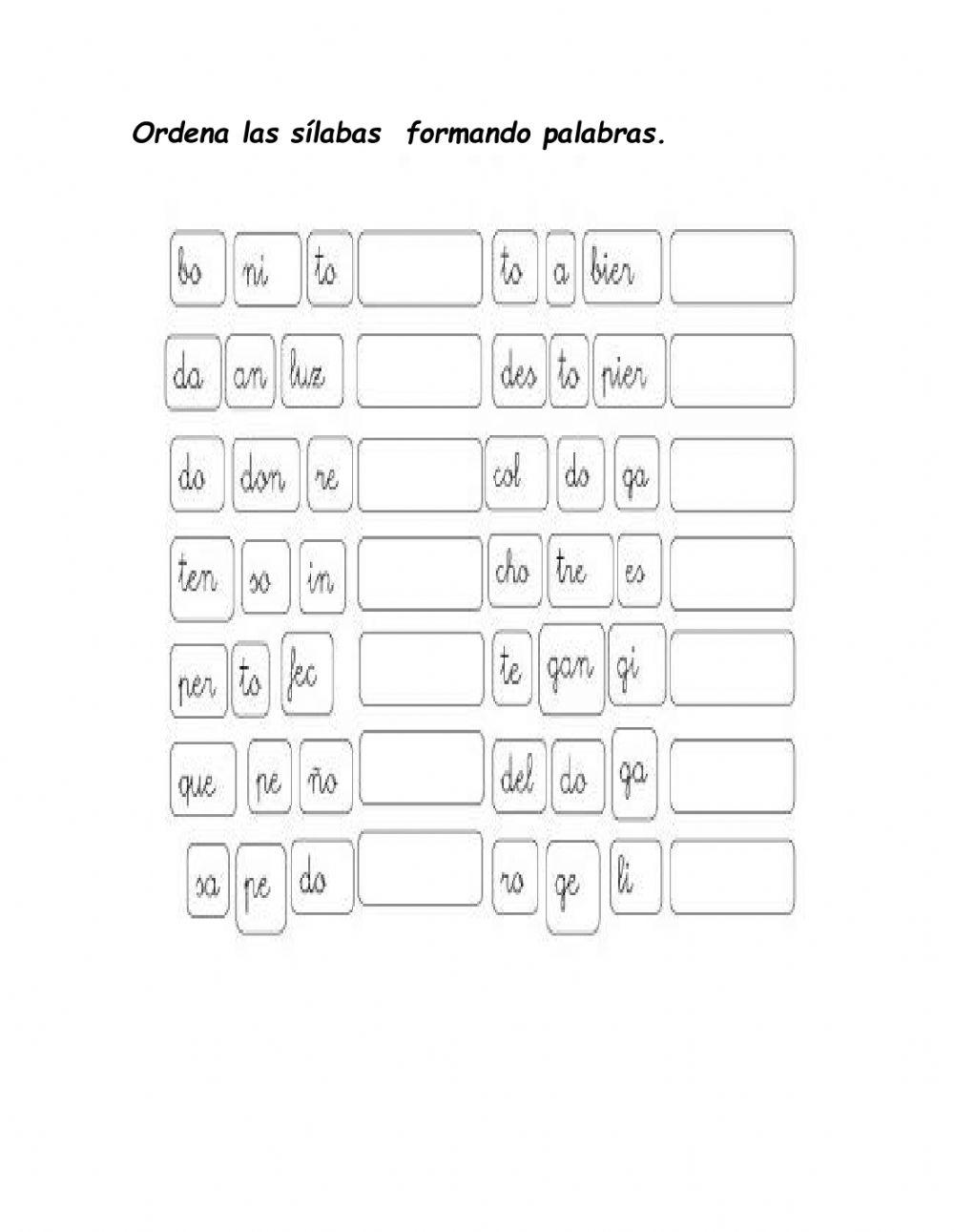 Ordenar palabras Lengua Castellana activity | Live Worksheets