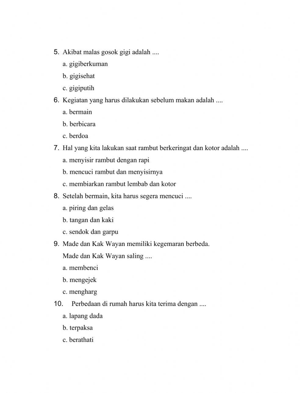 Penilaian PKn worksheet | Live Worksheets