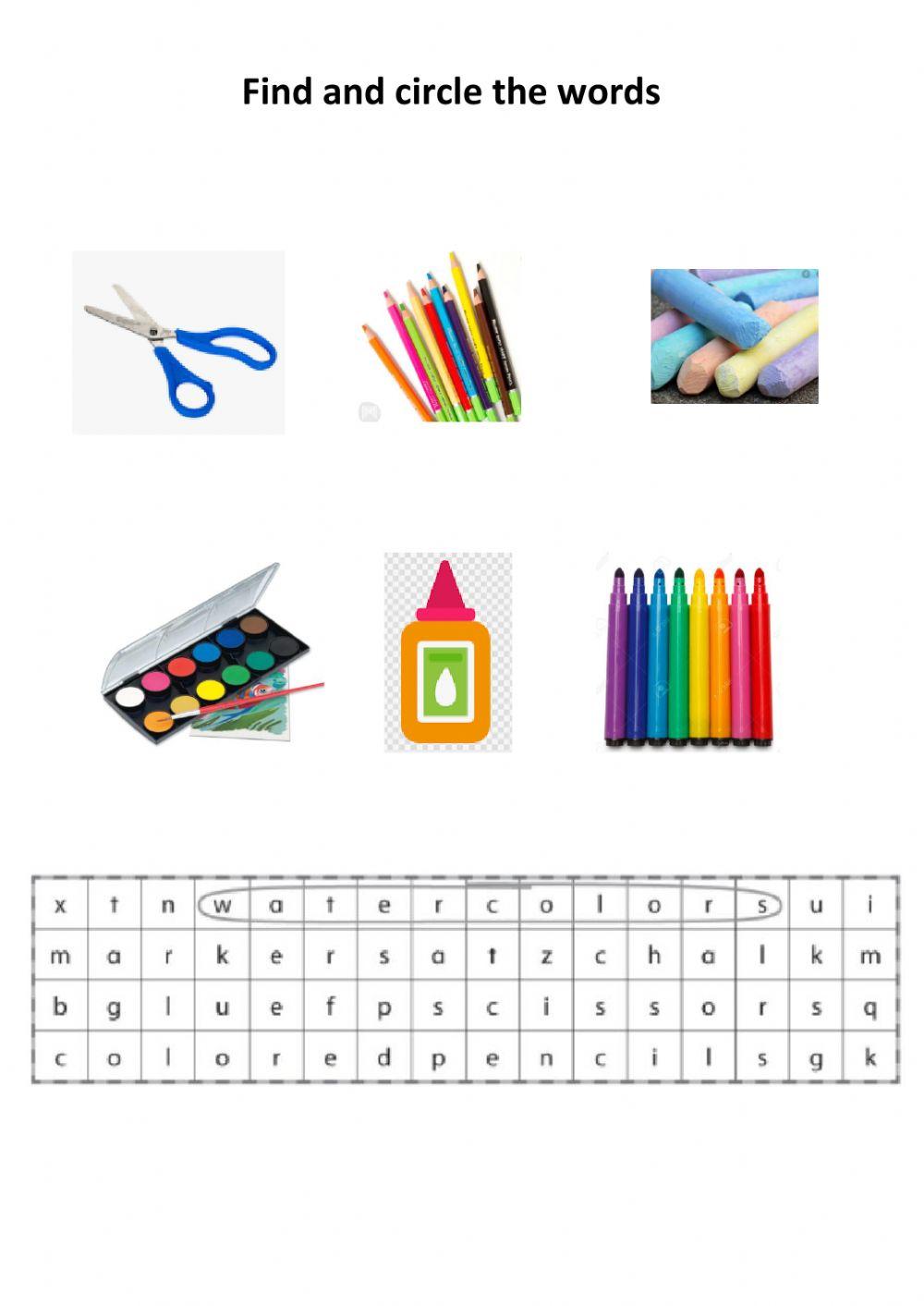 Art materials online exercise for | Live Worksheets